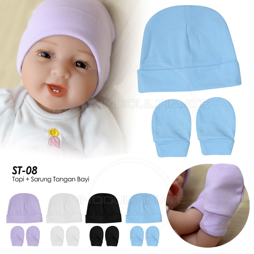 Jual 2in1 Set Topi Kupluk Bayi + Sarung Tangan Bayi ST-08 Topi Bayi ...