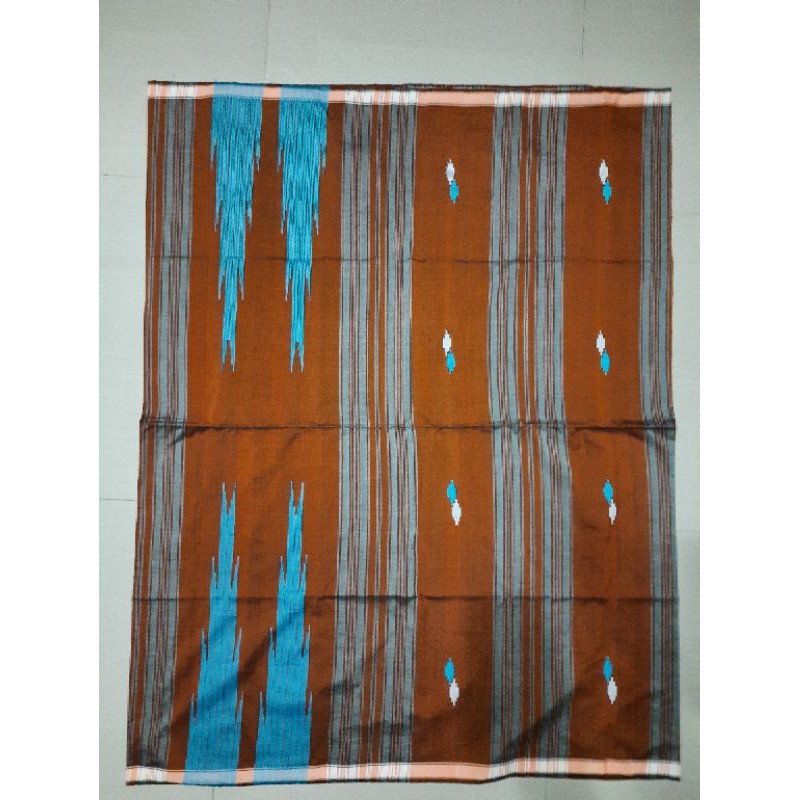 Jual Sarung Tenun asli samarinda motif pucuk sokbi (coklat putih biru ...