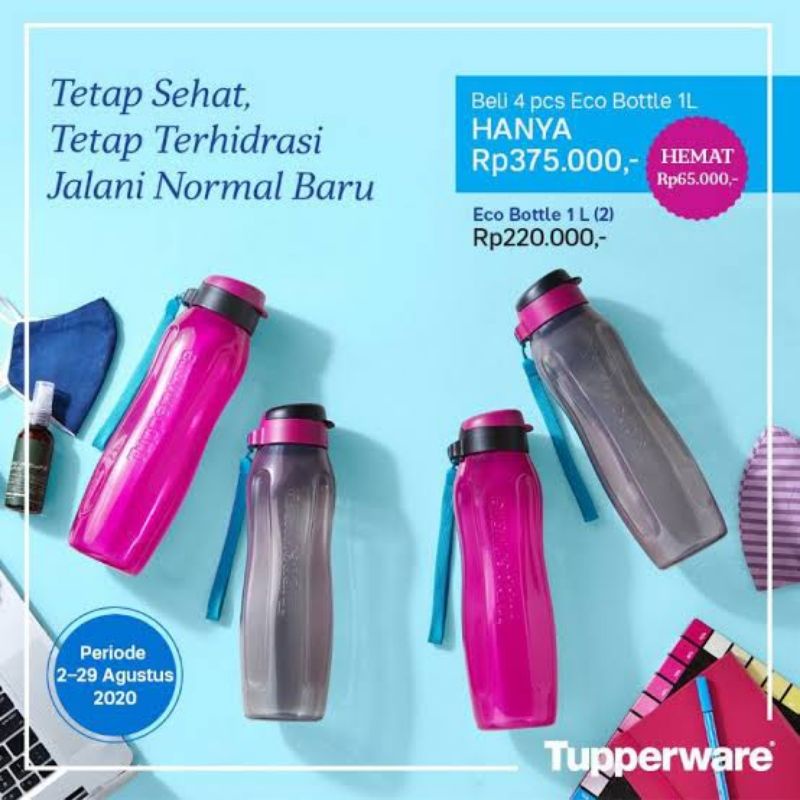 Jual Tupperware New Eco Bottle 1 Liter (1 Pcs) // Infuse Water Fashion ...