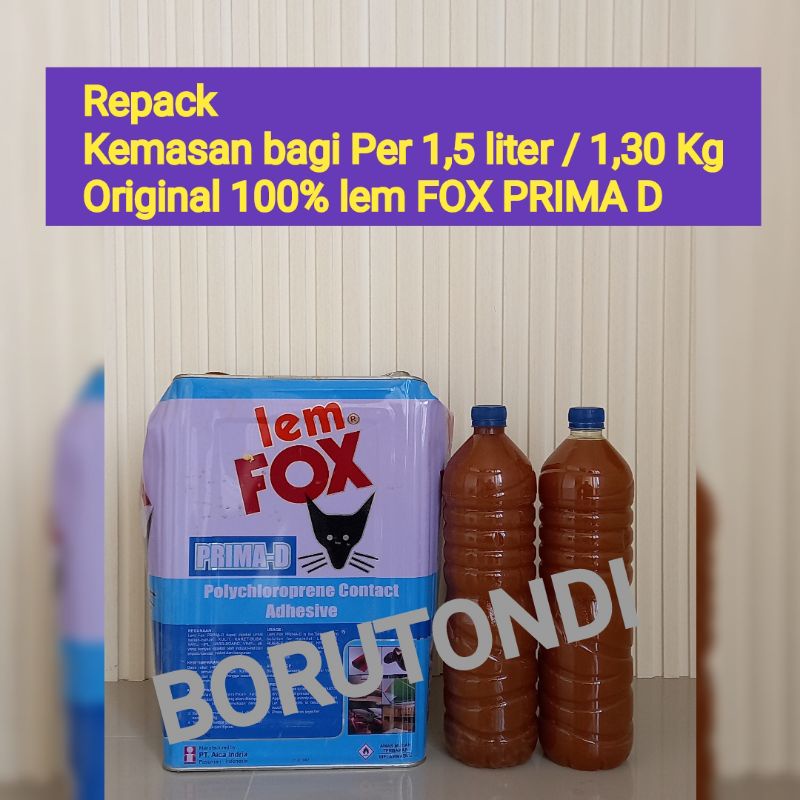 Jual Lem Kuning Fox Prima D (Repack 1,5 Liter / 1,3 Kg) | Shopee Indonesia
