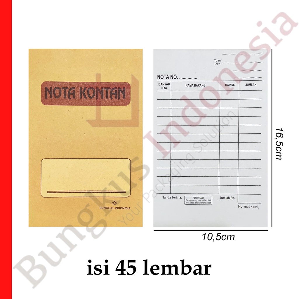 Jual Buku Nota Kontan 1 ply / Nota Kontan Rangkap 1 / Nota Kontan 1 ply ...