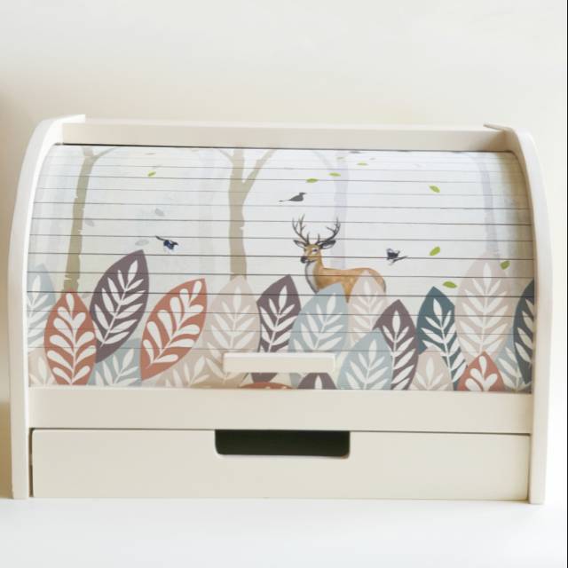 Jual deer wood bread box - Kotak Kayu Roti Organizer Storage Home Decor ...