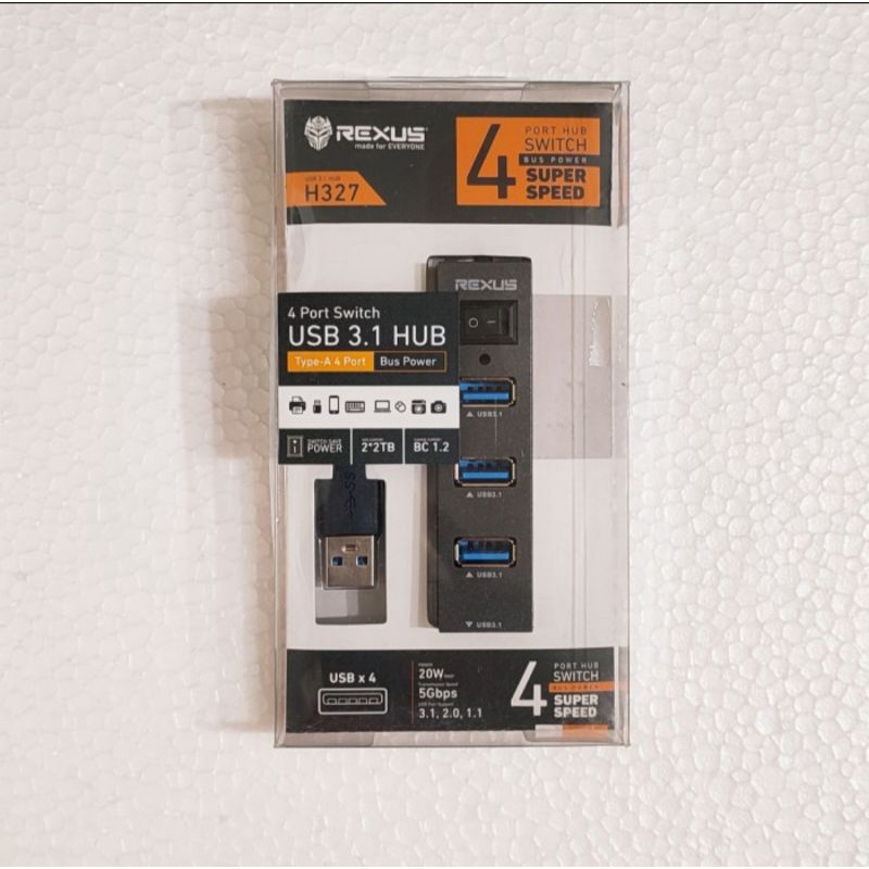 Jual REXUS USB HUB H327 4PORT USB 3.0 ORIGINAL | Shopee Indonesia