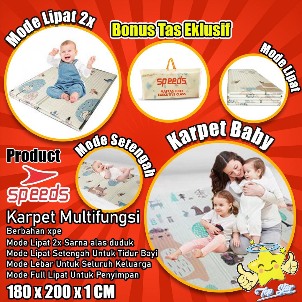 Jual Karpet Lipat Playmat Bayi Karpet Bayi 180x200 cm Foam Lipat TEBAL ...