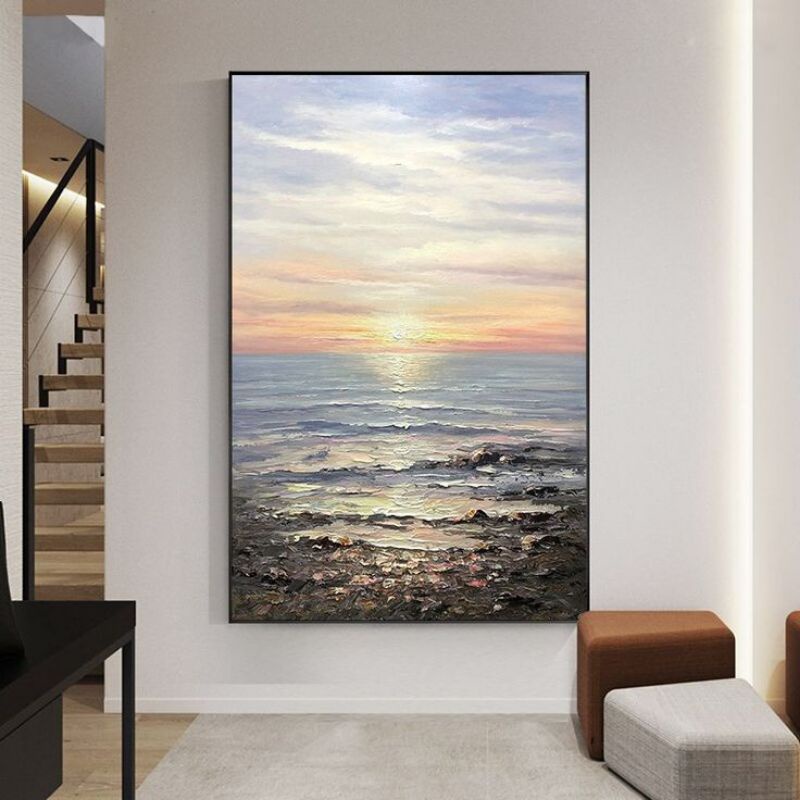 Jual lukisan beautiful sanset.modern abstrak,lukisan the beach modern ...