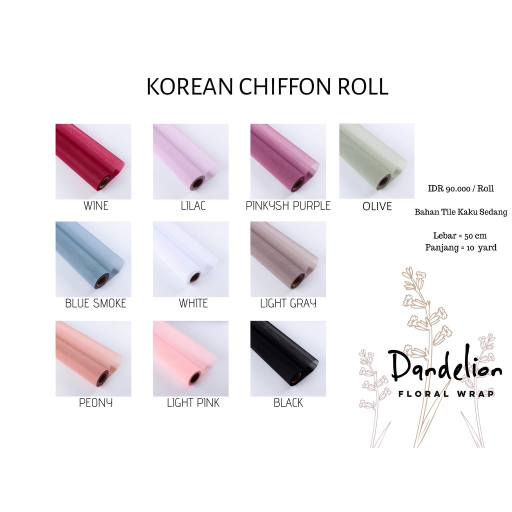 Jual KOREAN CHIFFON ROLL PREMIUM BAHAN MESH FLORAL WRAP (1 ROLL ...