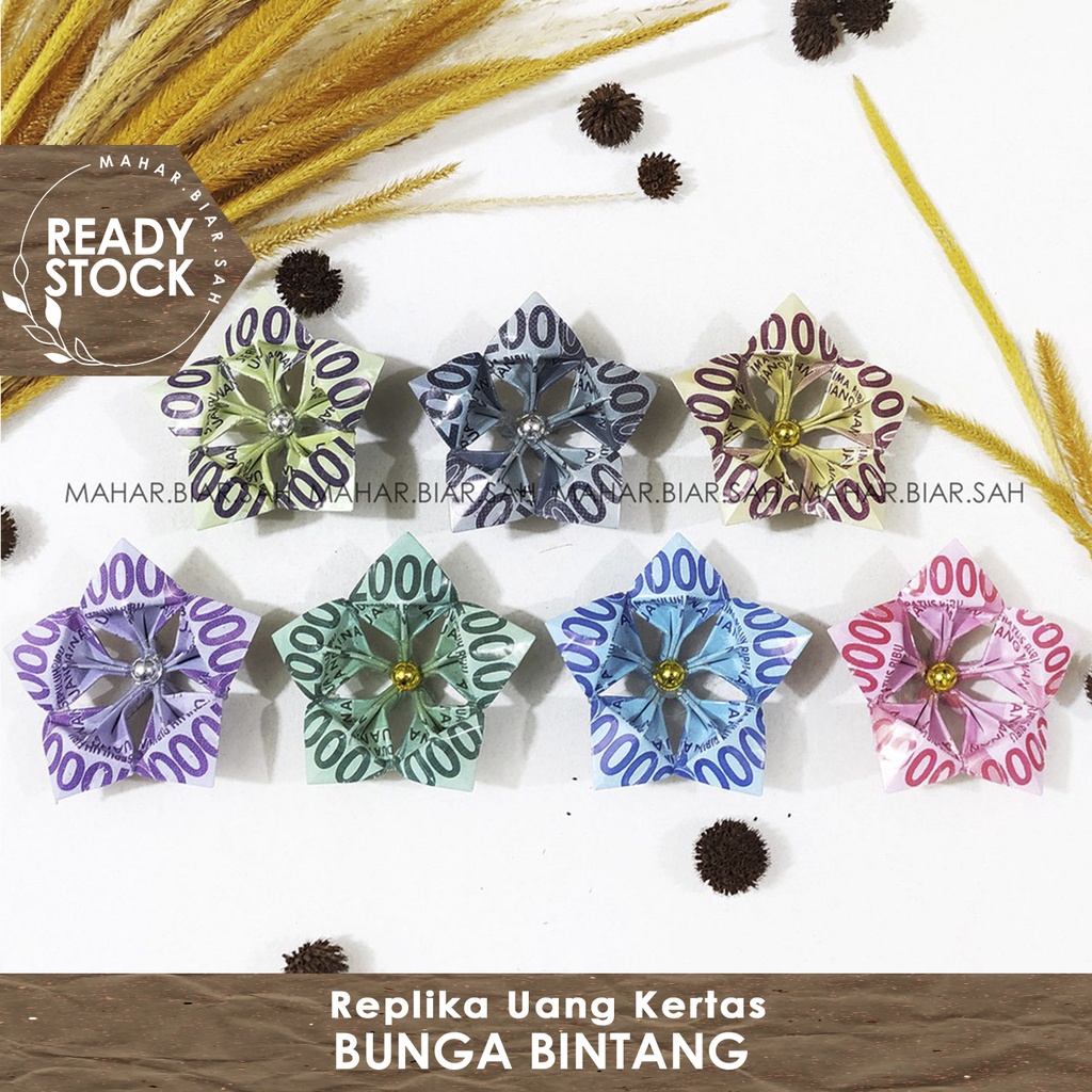 Jual RS Origami Bunga Bintang dari Replika Uang Kertas / Mahar ...