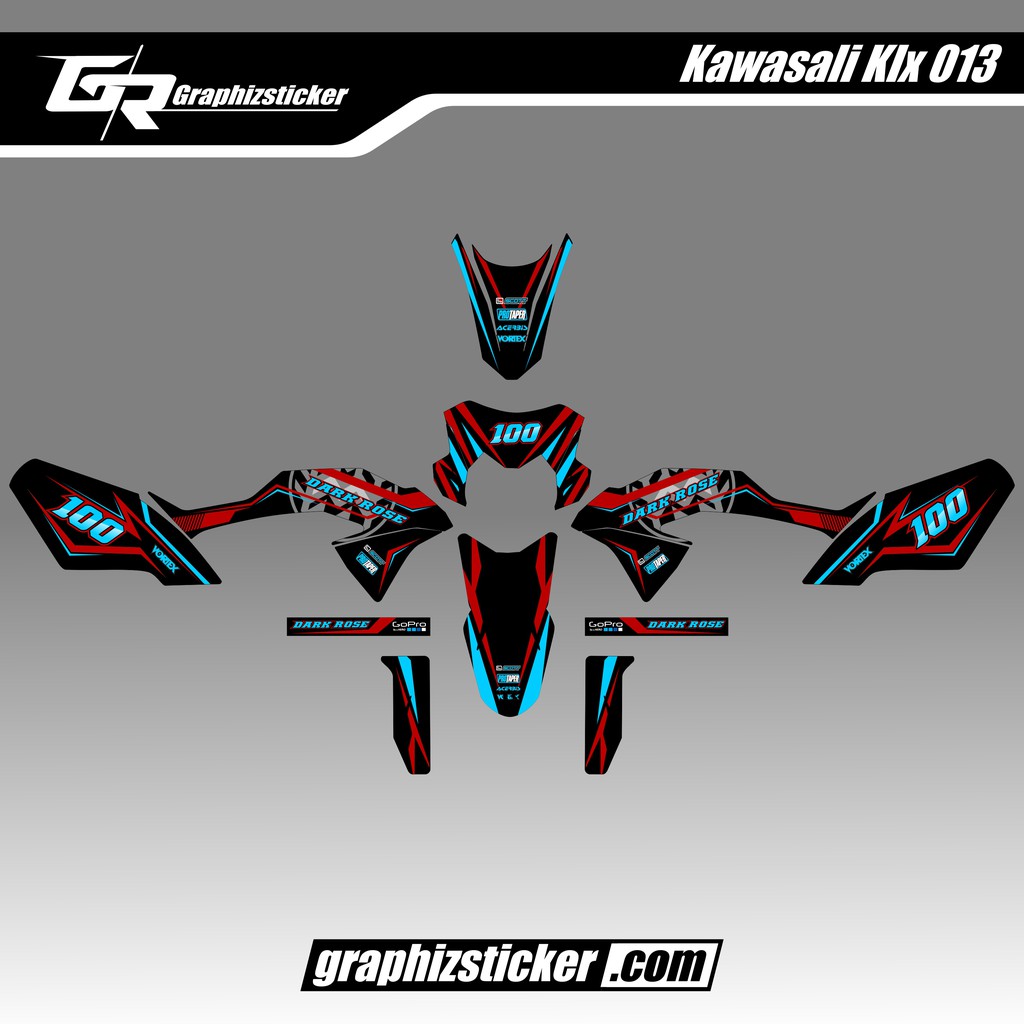 Jual DECAL STICKER MOTOR KAWASAKI KLX BF STRIPING MERAH BIRU | Shopee ...
