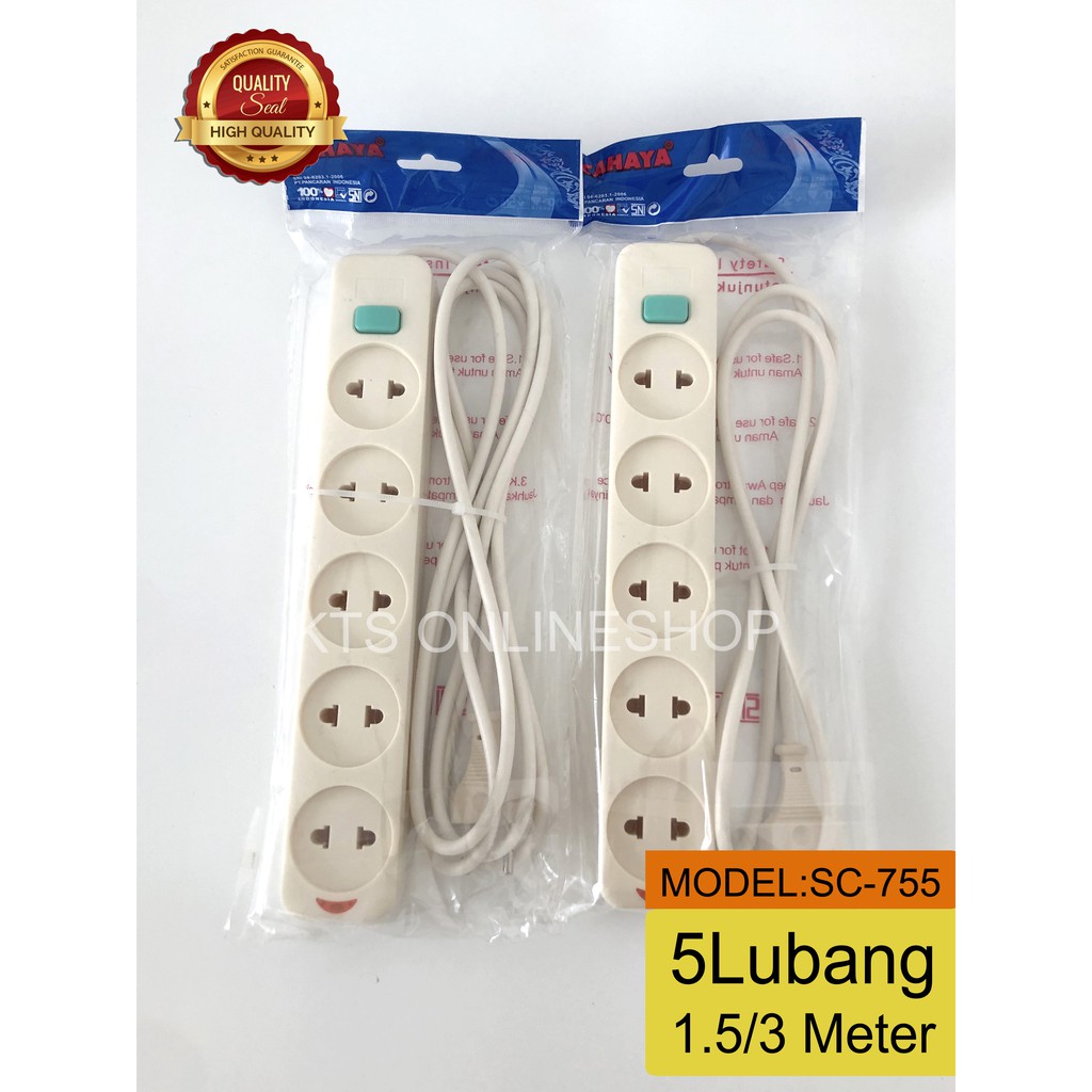 Jual Colokan listrik 5 lubang 1.5/3meter SNI STOP KONTAK merk CAHAYA SC ...