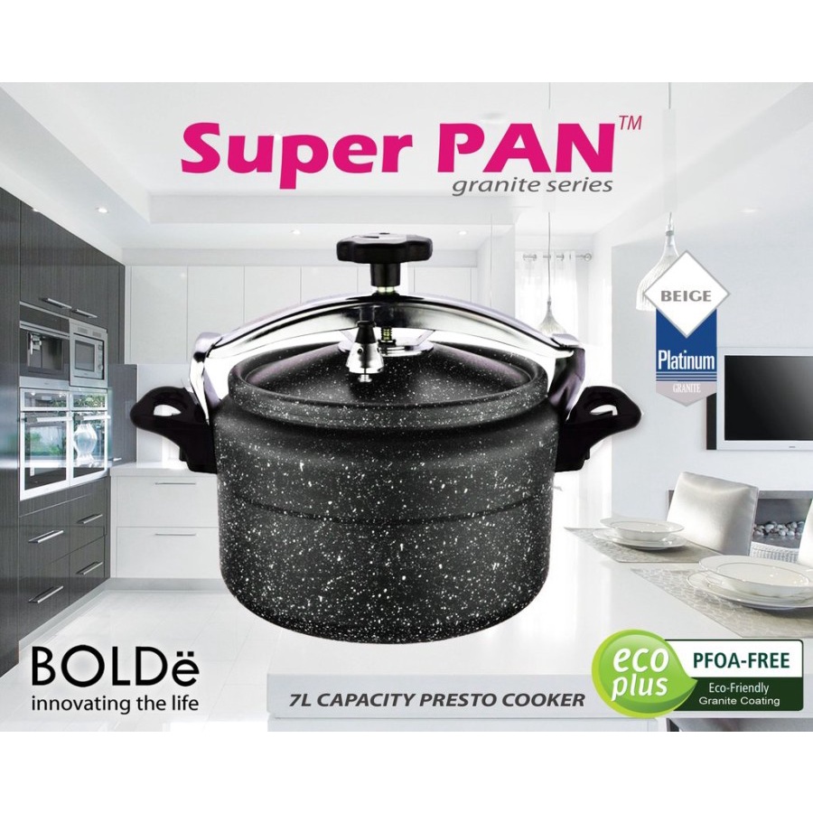 Jual BOLDe Super Pan Presto COOKER 7L Granite Series Black Marble ...