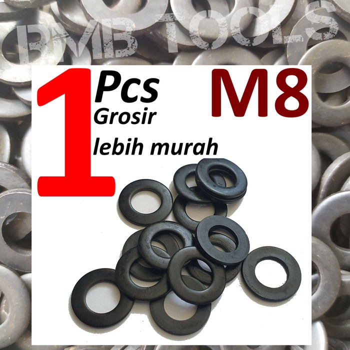 Jual Ring Plat M8 Baja Hitam Washer Plate 8mm Galvanis Baut 12 | Shopee ...