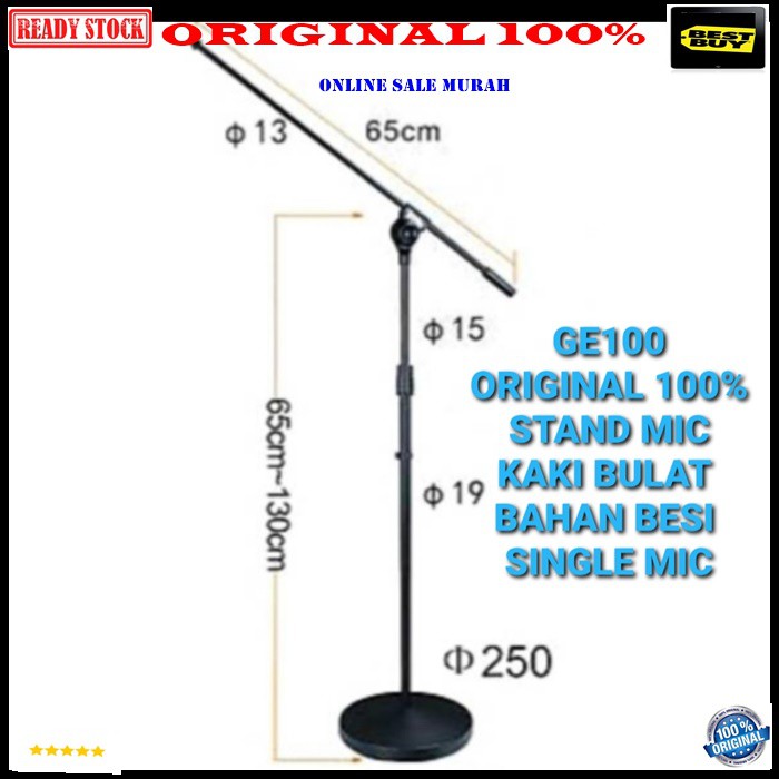 Jual G100 Original 100% stand mic tiang mik kaki bulat plat besi tripod ...