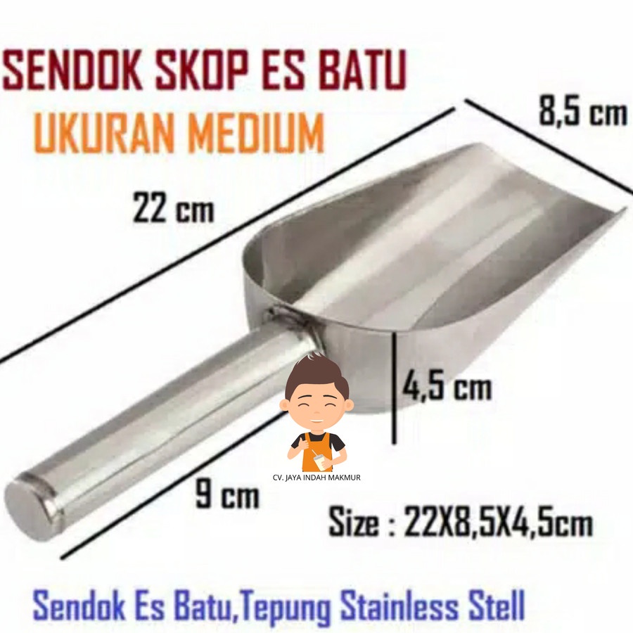 Jual Sendok Skop Es Batu Stainless 8' 9' 10 11 inch / 22 CM Beras Gula ...