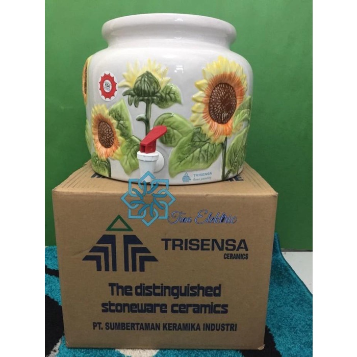 Jual Dispenser Trisensa Ceramics Guci Galon Air Motif Bunga | Shopee ...