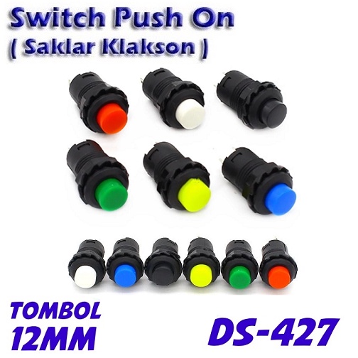 Jual Switch Push ON Tombol Momentary 12mm Plastik DS-427 DS 427 Saklar Tekan Reset Push Button ...