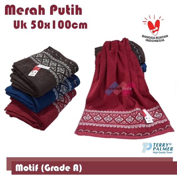 Jual Handuk Merah Putih Motif 50x100 Tanggung / Handuk Mandi Travel ...