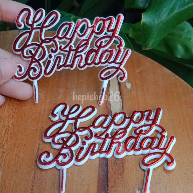 Jual Hiasan Kue Tulisan HBD 2 kaki / 1 kaki | Cake Topper Happy ...