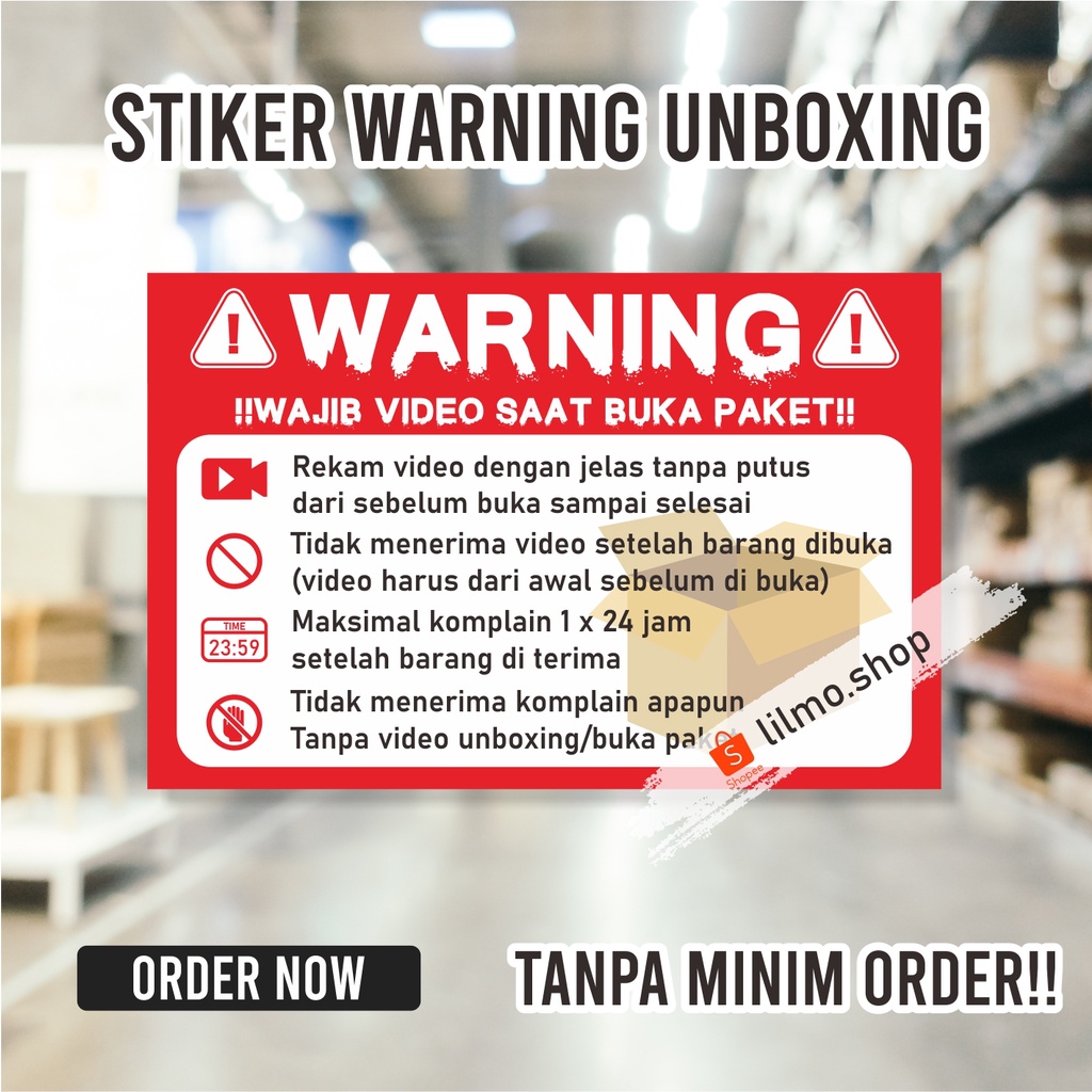 Jual (HARGA PER PACK ISI 20 PCS) Stiker Unboxing, Stiker Peringatan ...
