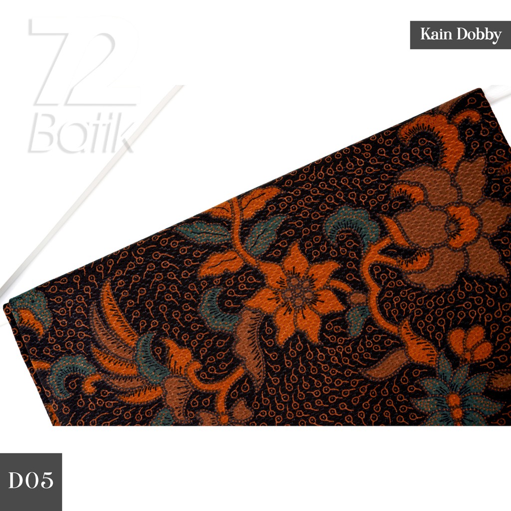 Jual KAIN BATIK PREMIUM Dobby Motif Kembang Warna Orange Hijau Hitam ...