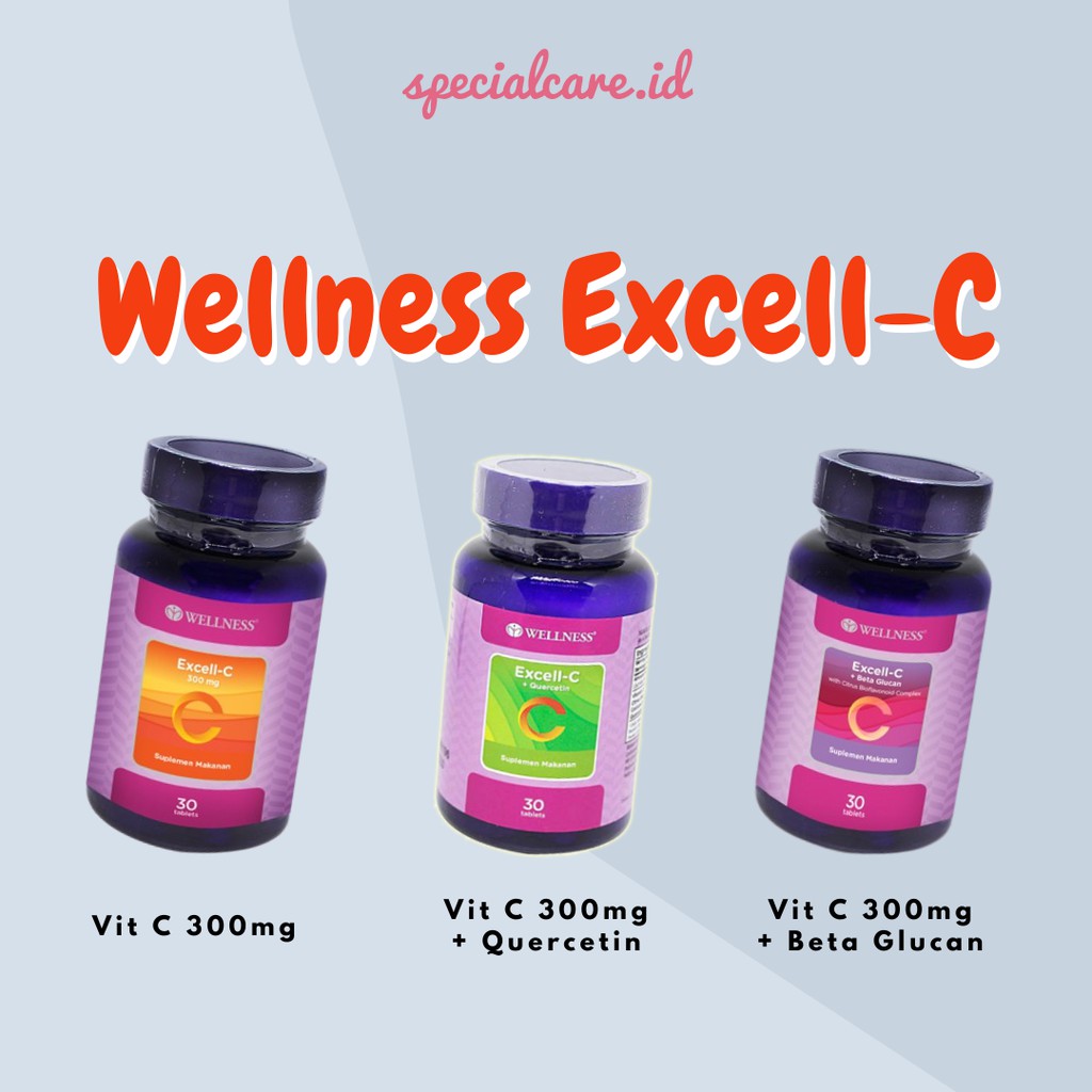Jual Wellness Excell-C 300mg Vitamin C QUERCETIN BETA GLUCAN Vit C Imun ...