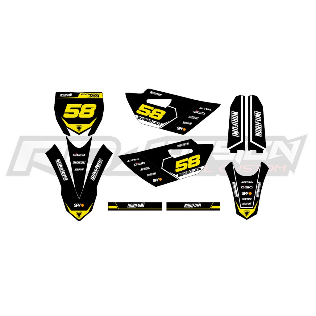 Jual DECAL STICKER BEBEK STANDAR GTX YZ NEW (011) DEKAL STIKER HITAM ...
