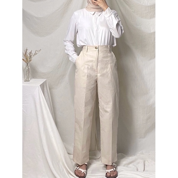 Jual Gema Pants | Linen Pants - Straight Leg Pants - Kulot | Shopee ...