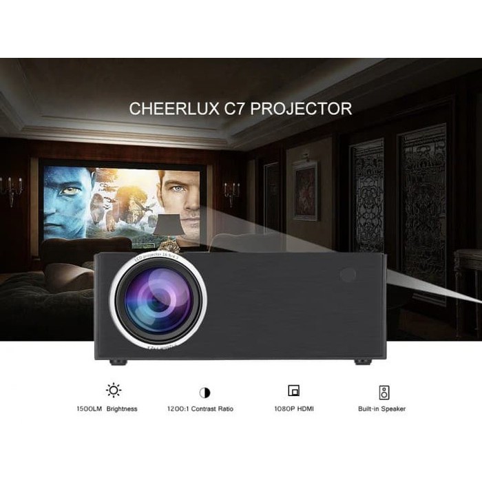 Jual CHEERLUX C7 Home Theatre Mini LED Projector 1500 Lumens Support ...