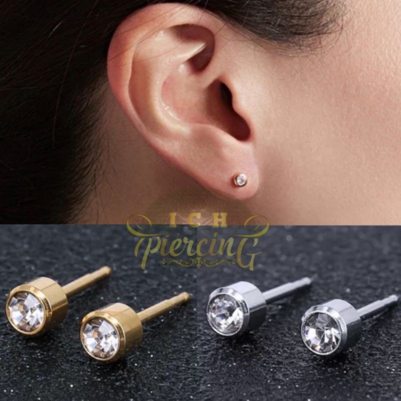 Jual Anting Tusuk Permata Titanium Steel / Anting Tusuk pria Wanita ...