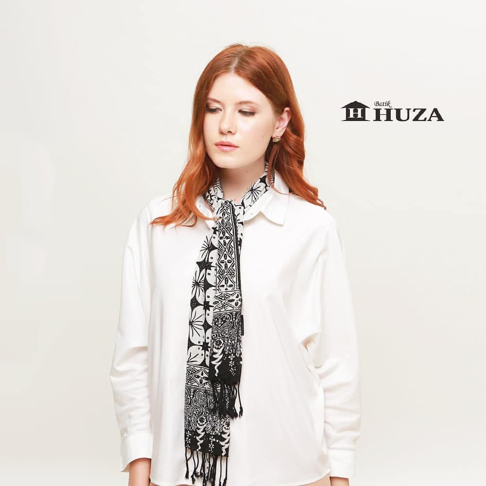 Jual Batik Huza Syal Batik Hitam Putih | Shopee Indonesia