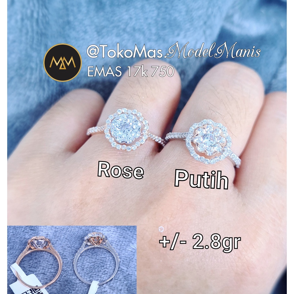 Jual Cincin Layla Ring emas putih dan rose gold 750 kadar 17k | Shopee Indonesia