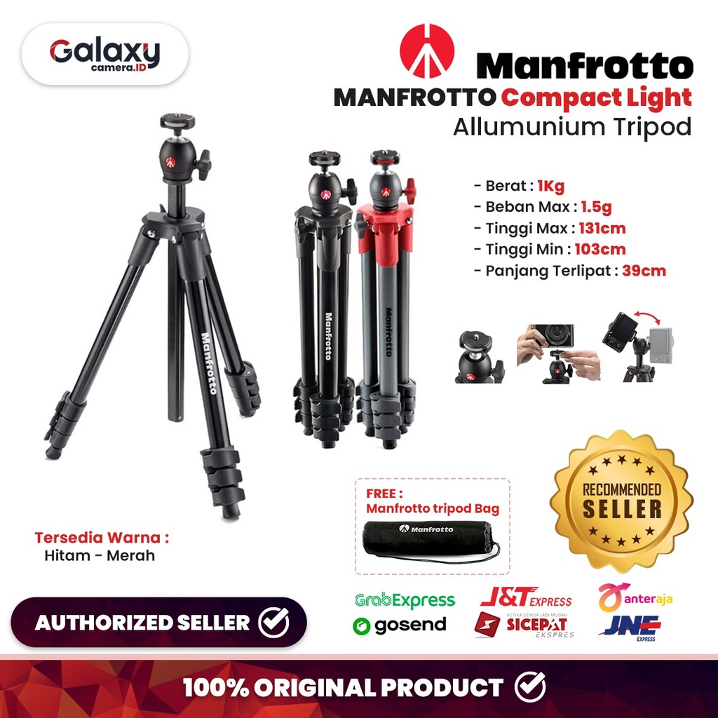 Jual Manfrotto Compact Light Tripod Shopee Indonesia