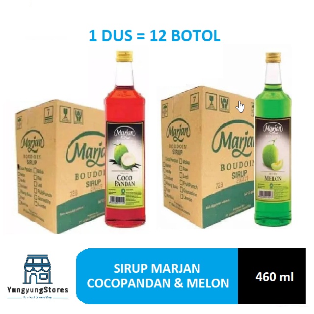 Jual 1 Dus isi 12 Botol Sirup Marjan Boudoin Cocopandan & Melon 460 ml ...