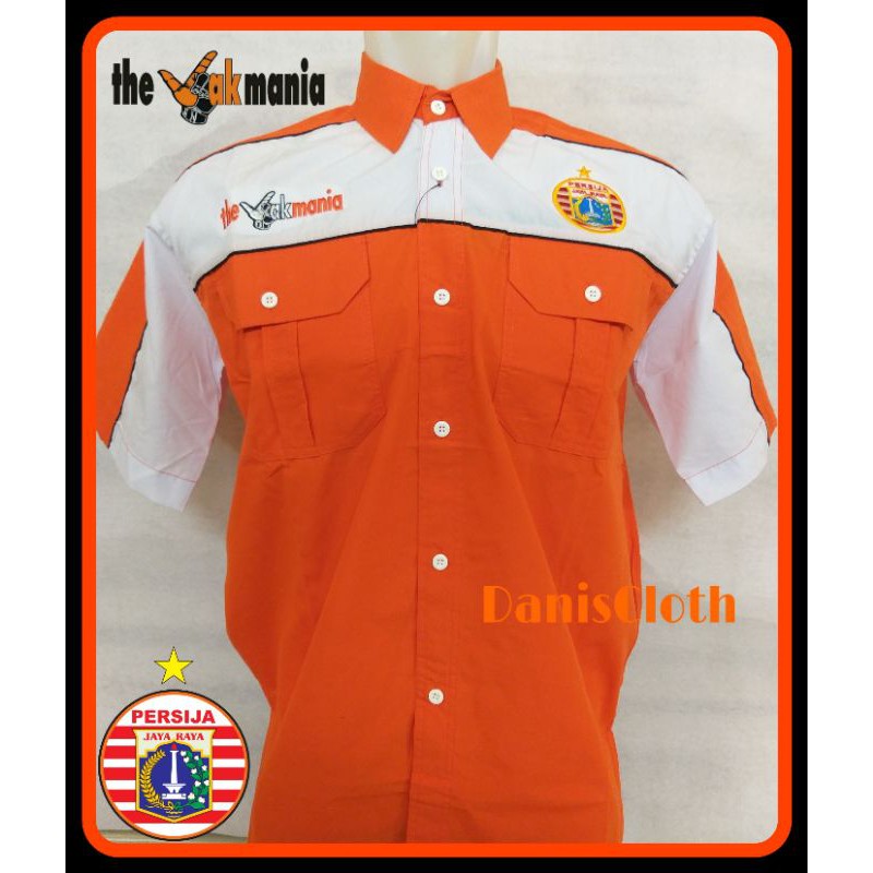 Jual Kemeja Persija Kemeja jakmania kode Putih oren | Shopee Indonesia