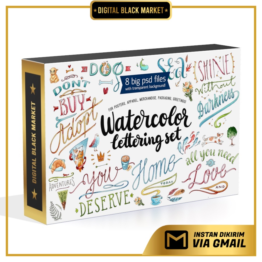 Jual Water Color Lettering Set - Photoshop | Shopee Indonesia