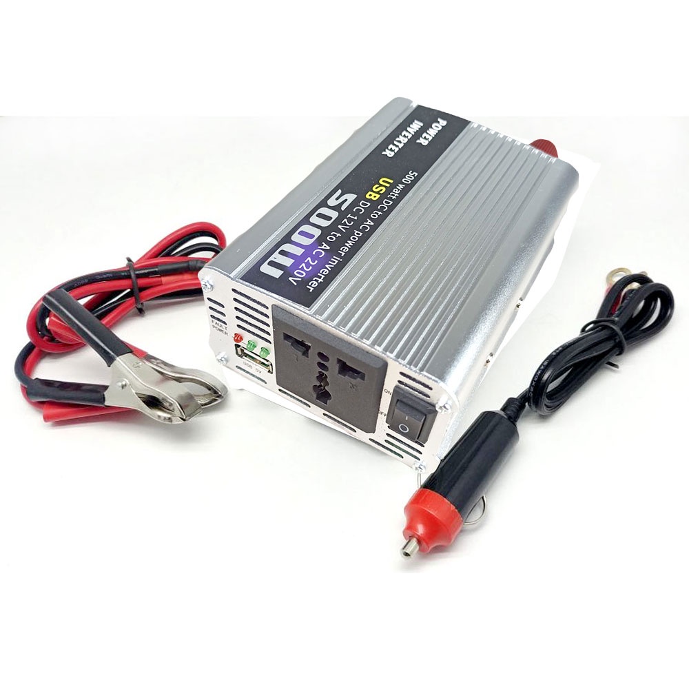Jual Power Inverter Mobil 500W Pengubah Arus Daya DC 12V Ke AC 220V ...