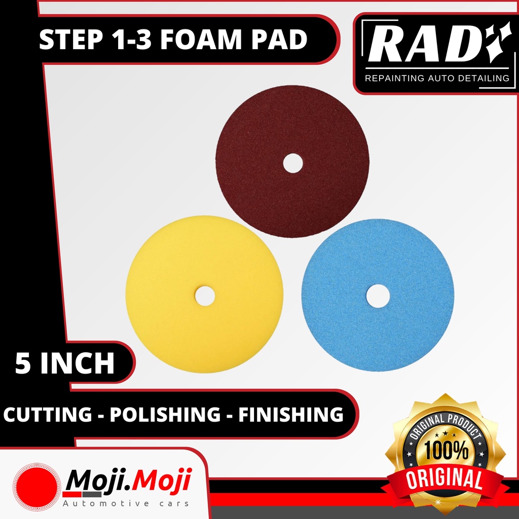 Jual Paket Moji Moji Cutting Polishing Finishing Foam Pad Step 1-3 5/6 ...