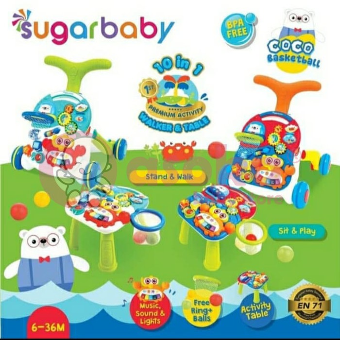 Jual Sugar Baby 10IN1 Premium Activity Walker & Table / Push Walker ...