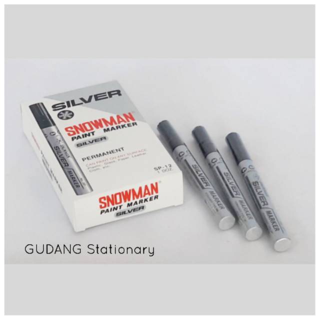 Jual Spidol Permanent Paint Marker Snowman Silver (isi 12 pcs) | Shopee ...