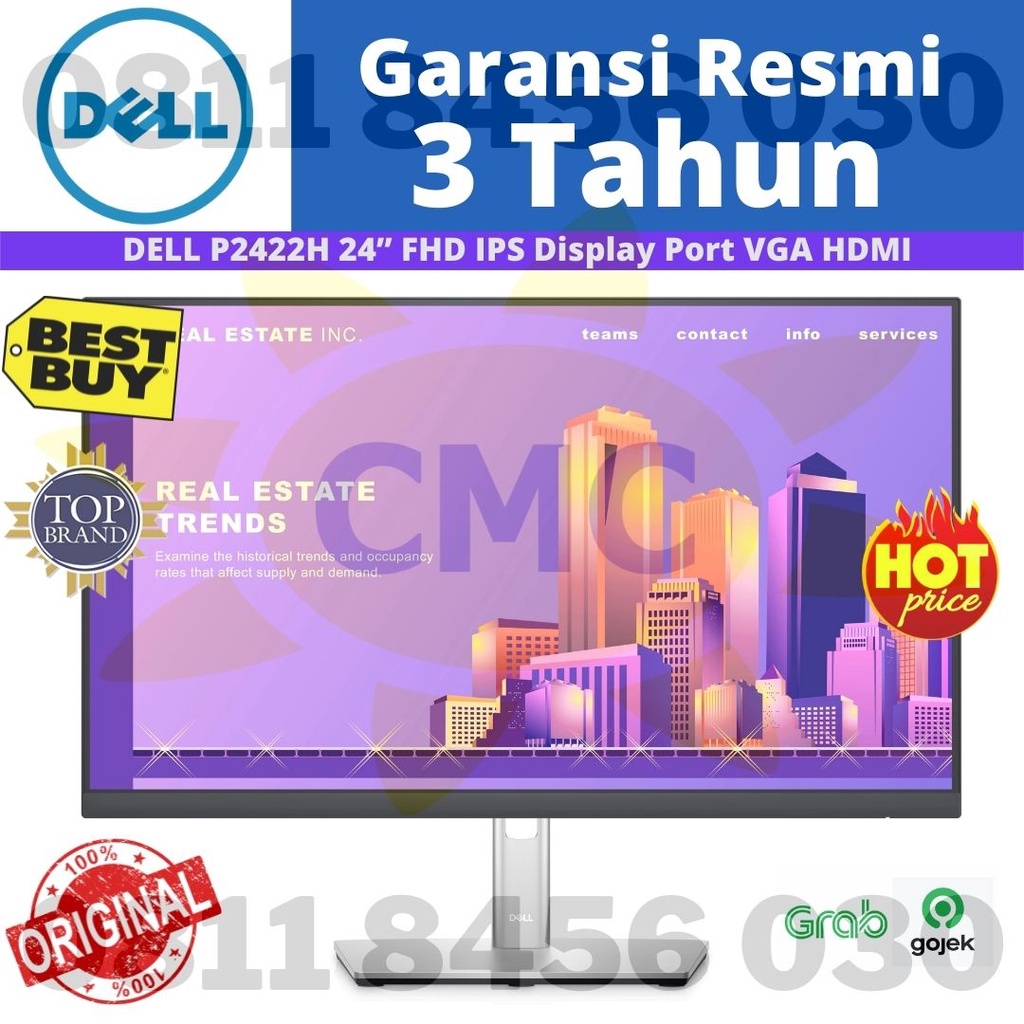Jual Monitor LED Dell P2422H 24" 24 Inch IPS FHD 60Hz HDMI VGA Resmi ...