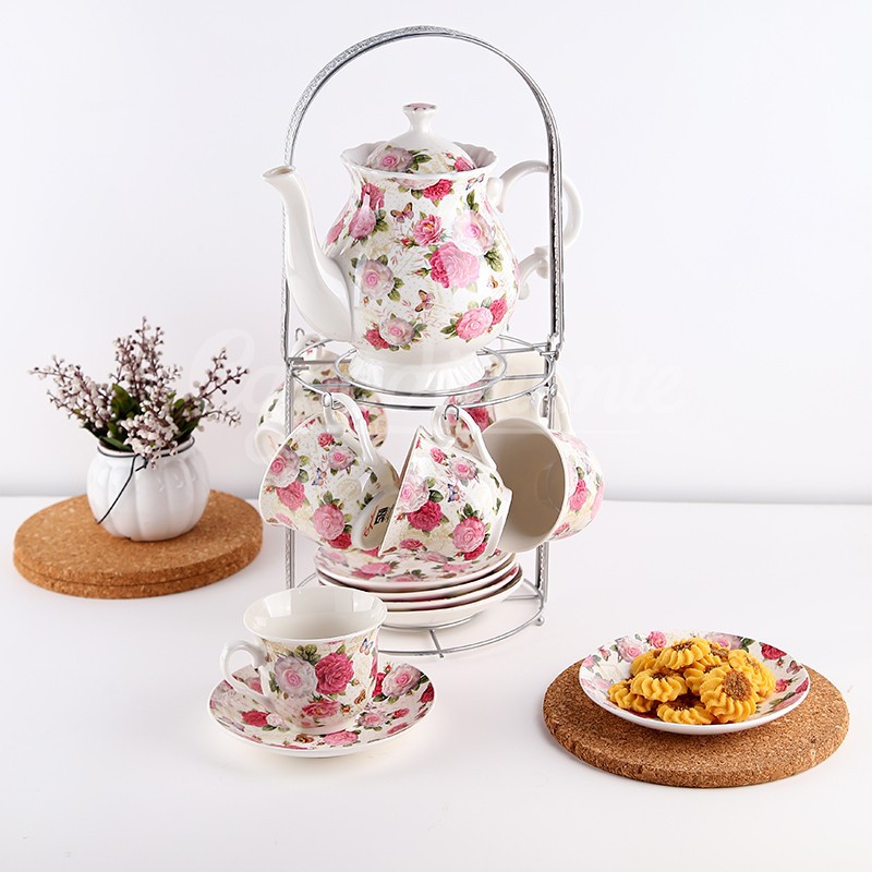 Jual Tea Set Keramik Shabby Chic Capodimonte 13 pcs | Shopee Indonesia