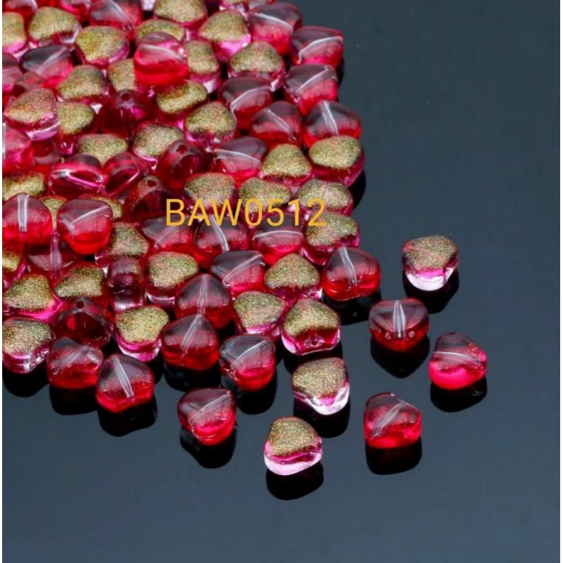 Jual Manik-manik kaca hati 6 mm red glitter isi 20 pcs | Shopee Indonesia