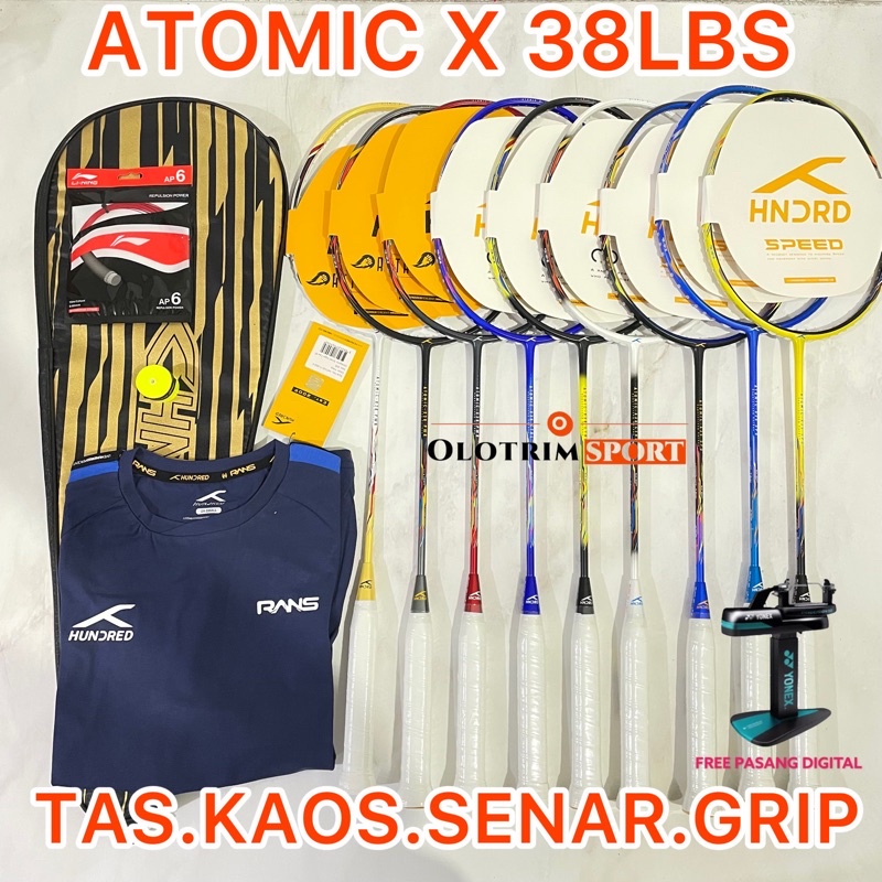 Jual Raket Badminton HUNDRED ATOMIC X POWER SPEED CONTROL 38lbs 35lbs ATOMICX PWR CTRL SPD 38 35 ...