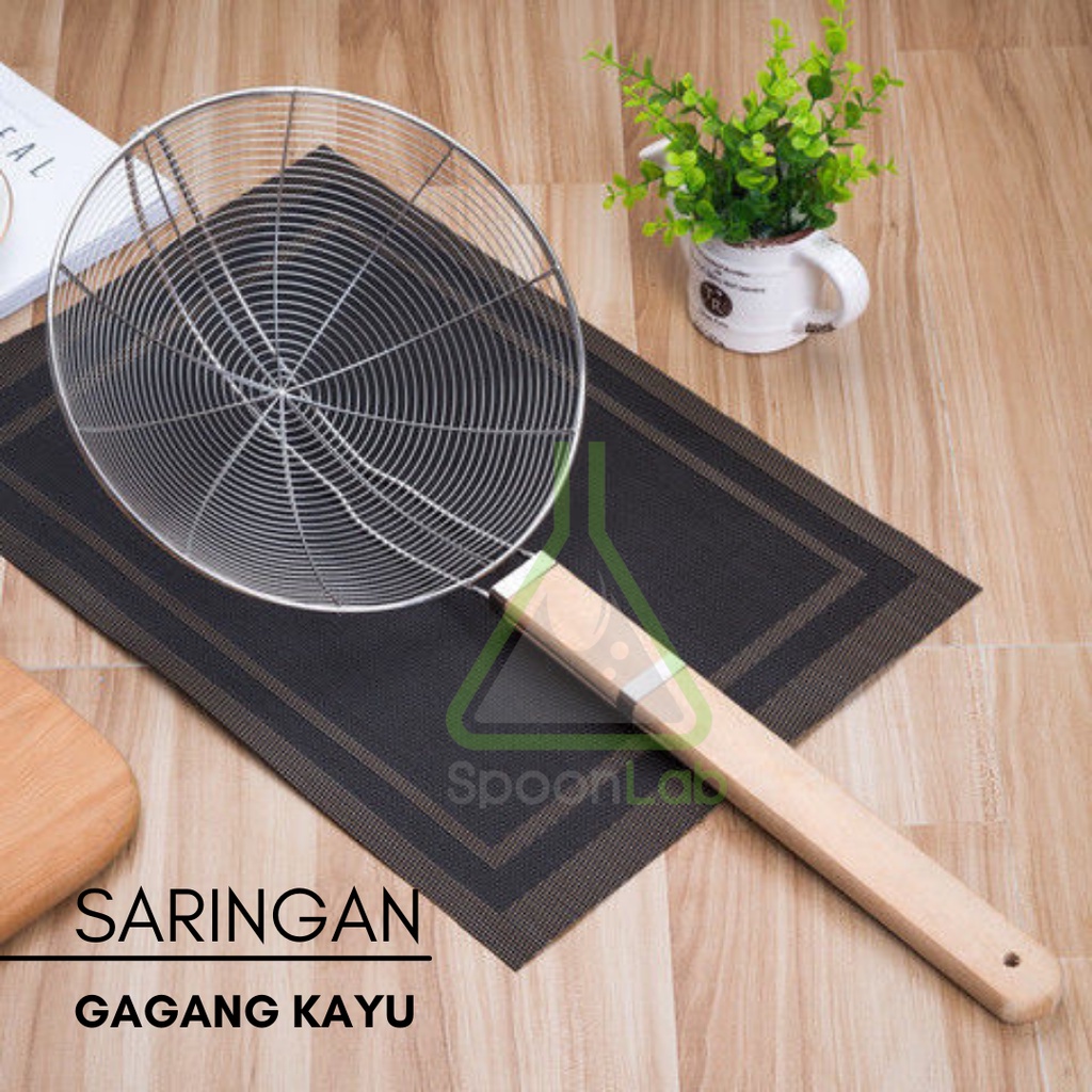 Jual Saringan Stainless Parabola Gorengan Mie Gagang Kayu Serok 26cm ...