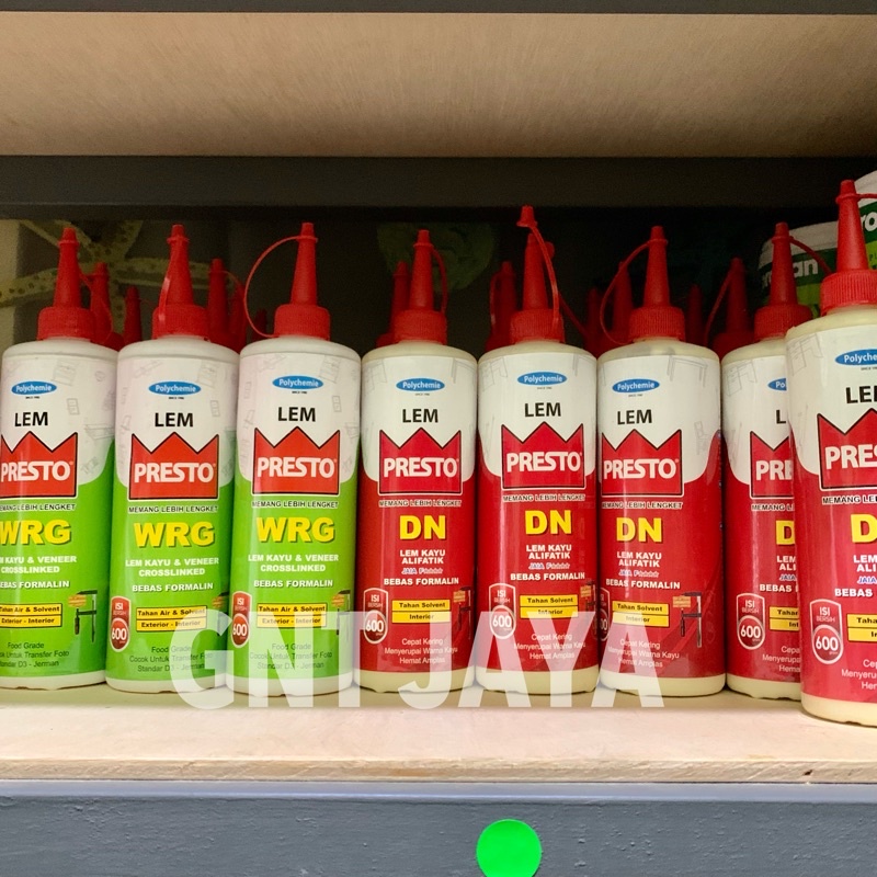 Jual LEM kayu PRESTO 600gram WRG DN PU botol besar bebas formalin merah ...
