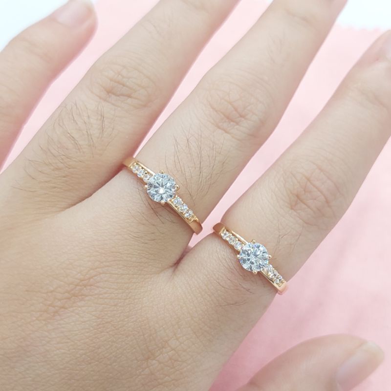 Jual cincin solitaire permata emas asli cantik manis simple | Shopee ...