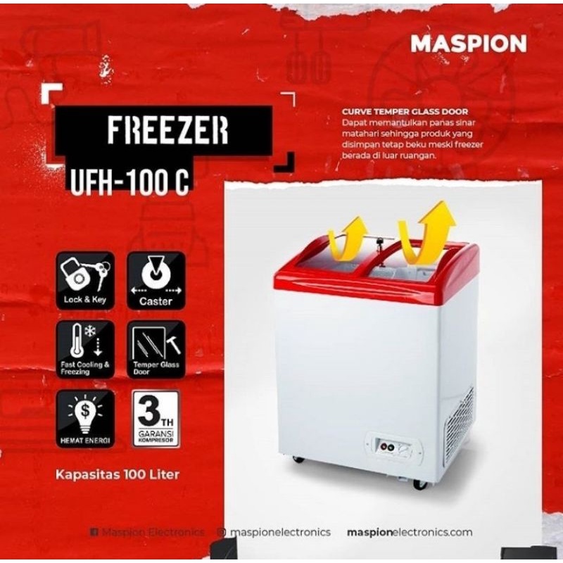 Jual Chest freezer Maspion 100 ltr Slidding Glass UFH100C UFH-100C ...