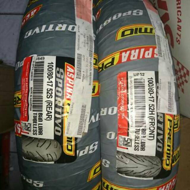 Jual Aspira premio sportivo 100/80 ring 17 ban depan belakang tubeless motor cbr ninja vixion ...
