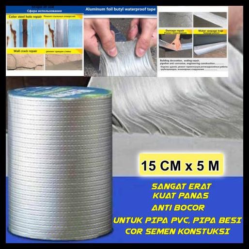Jual LAKBAN OUTDOOR / Lakban karet RUBBER aluminium Foil Tape JUMBO size 15cm x 5m ORIGINAL ...