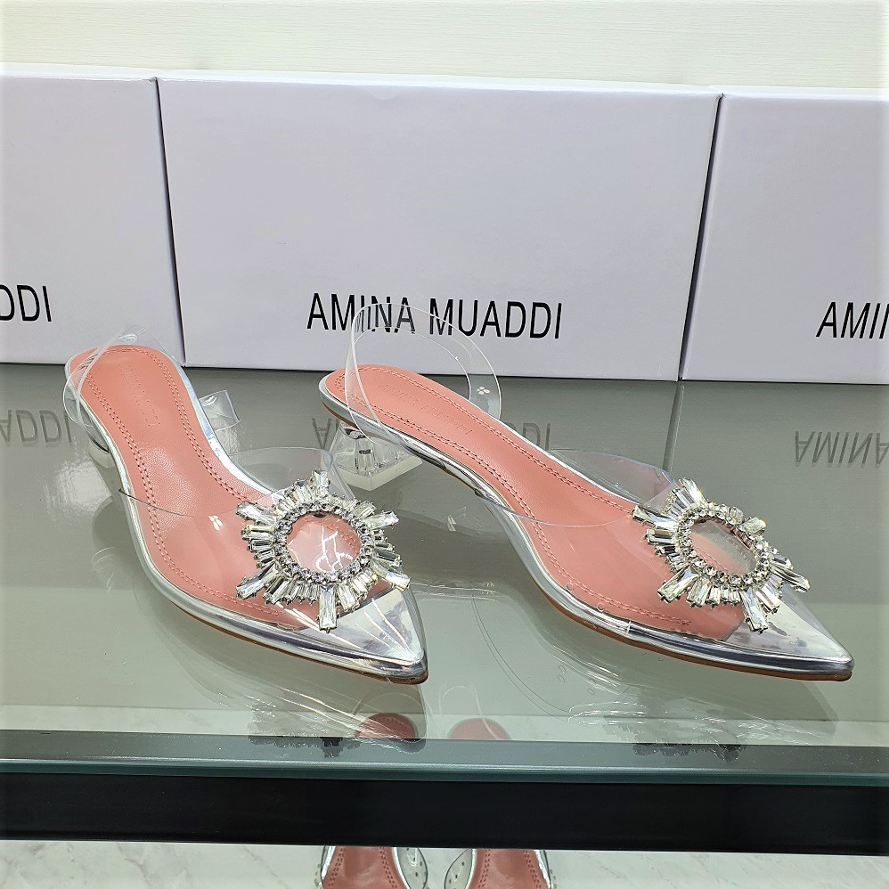 Jual Pointed Heel Kaca Transparan Wanita 4,5cm Amina Muaddi 757 ...
