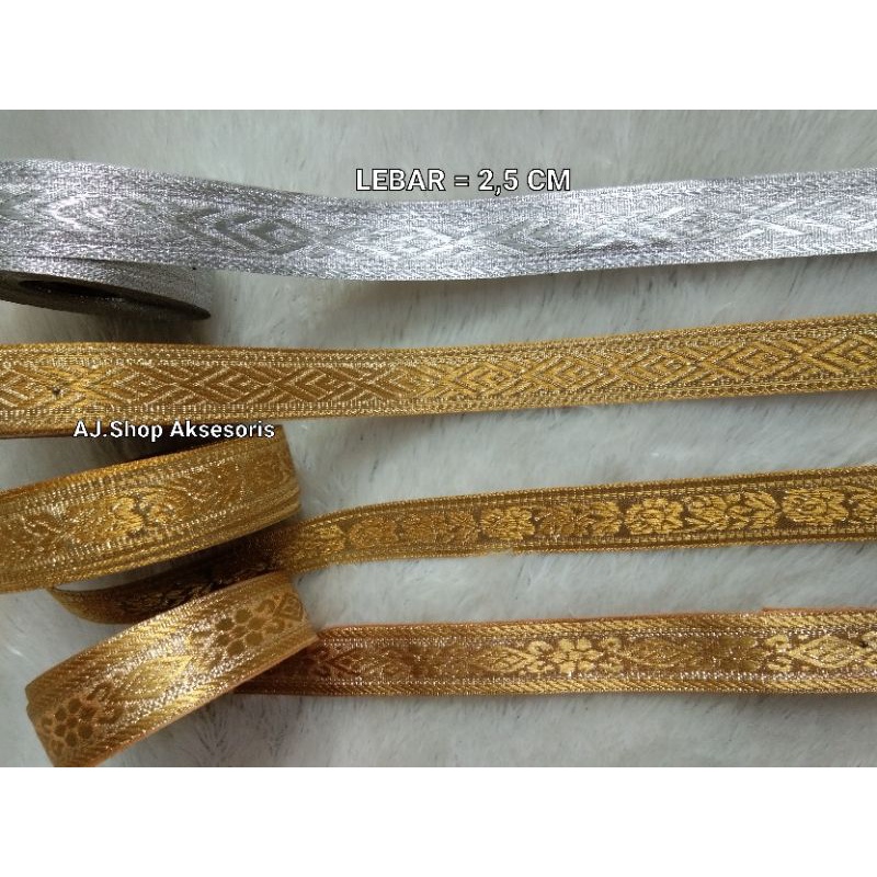 Jual PITA RENDA GAMIS EMAS PERAK / PITA RENDA BORDIR GOLD SILVER LEBAR ...